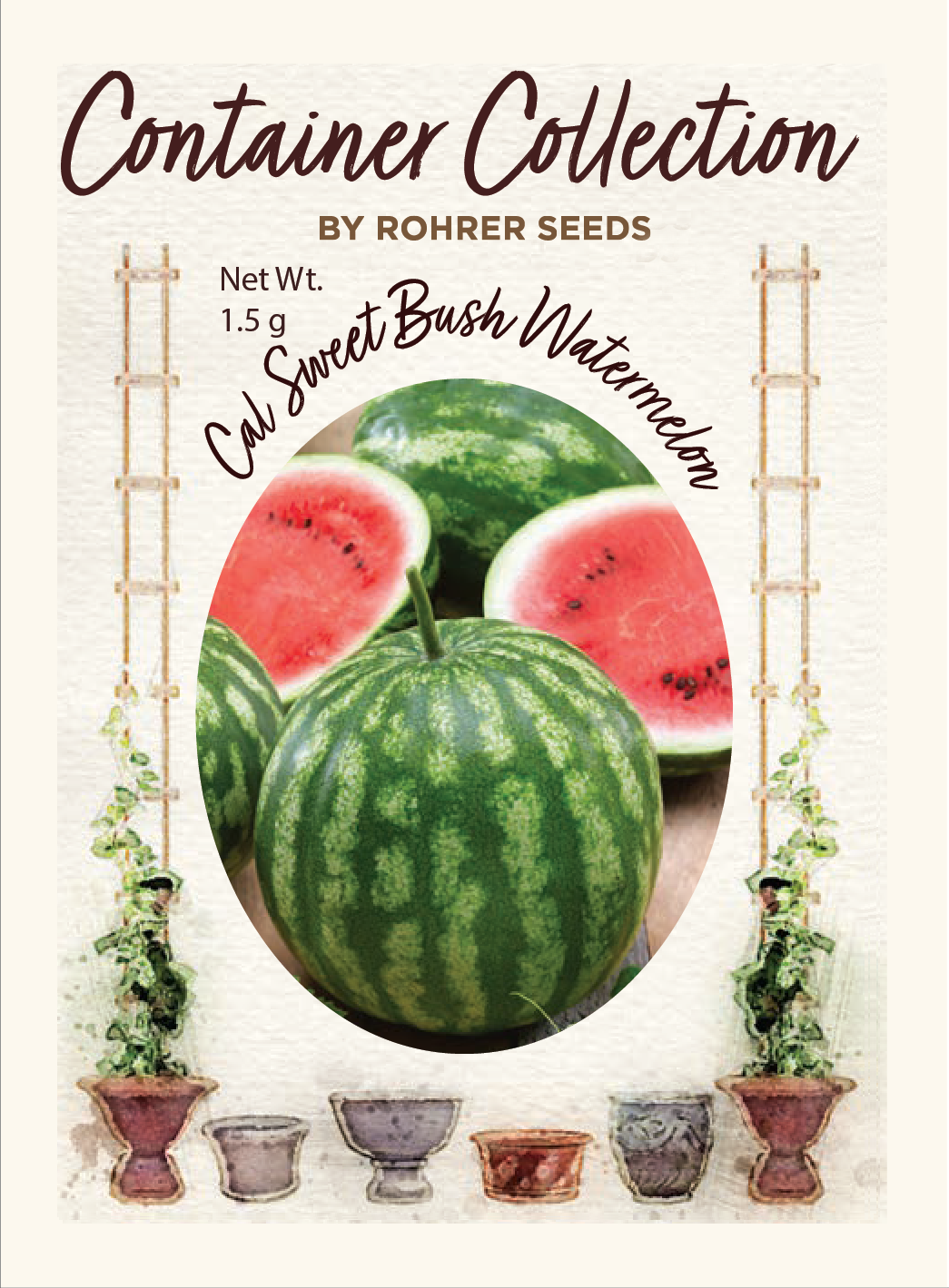 Cal Sweet Bush Watermelon (20 seeds), Container Collection | Rohrer Seeds