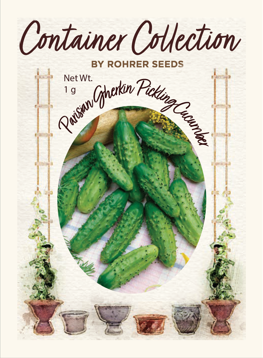 Parisian Gherkin Cucumber (25 seeds), Container Collection — Rohrer Seeds