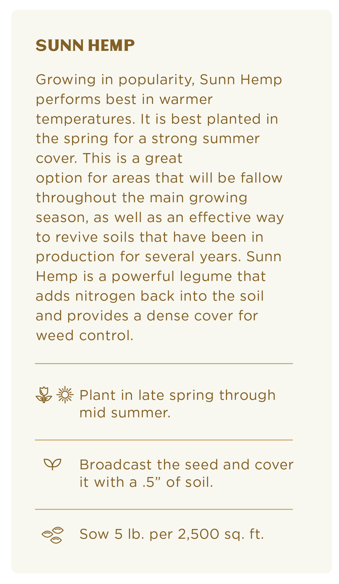 Sunn Hemp (5 lb.), Cover Crop Seeds | Rohrer Seeds